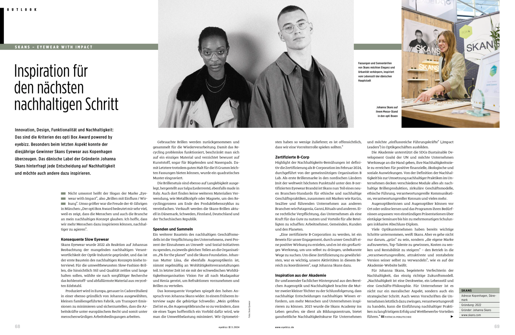 Special feature on SKANS in eyebizz Magazine
